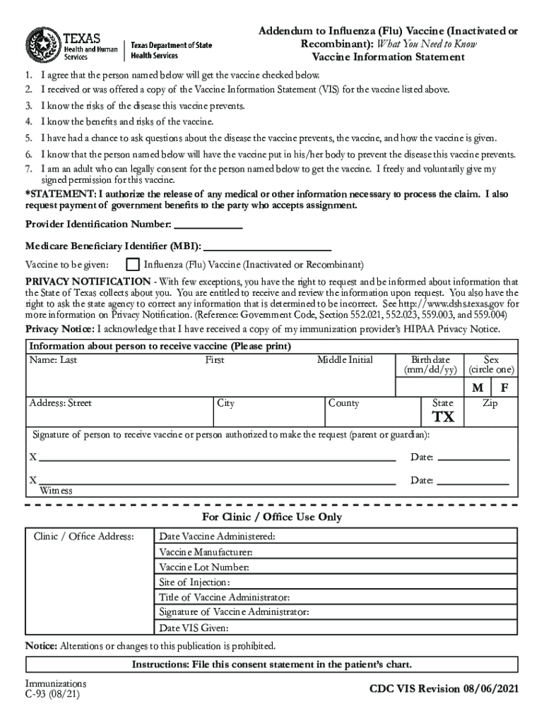 Fillable Online Tx Influenza Form - Fill Online, Printable, Fillable ...