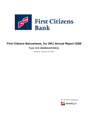 Fillable Online First Citizens Form 10-K - SEC.gov Fax Email Print ...