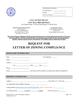 Fillable Online REQUEST FOR LETTER OF ZONING COMPLIANCE Fax Email Print ...