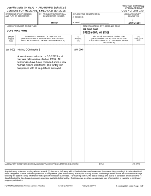 Fillable Online NC DHSR MLCS: Statement of Deficiency Fax Email Print ...