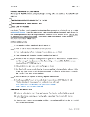 Fillable Online FORM S1 Page 1 of 2 FORM S1: SUBDIVISION OF LAND MAJOR ...