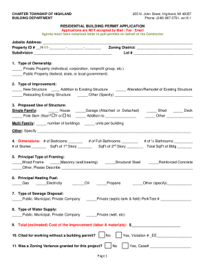 Fillable Online permits, licenses, and other applications - Highland Township Fax Email Print ...