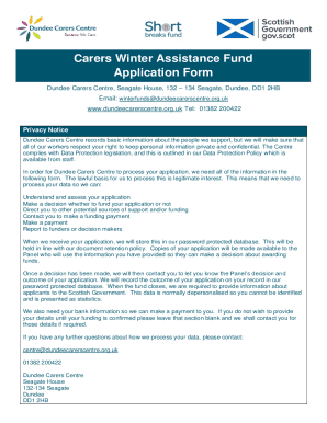 Fillable Online dundeecarerscentre org Carers Winter Assistance Fund ...