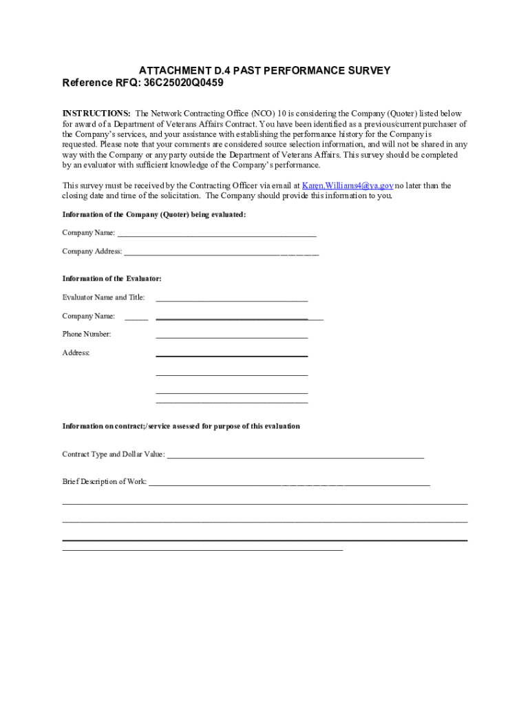 Fillable Online A Guide to Collection and Use of Past Performance ...