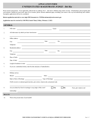 Fillable Online Application Form - Email Submission- U.S. Magistrate ...