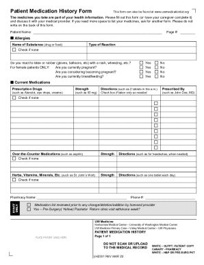 Fillable Online Medication History Form - Fill Online, Printable, Fillable, Blank Fax Email ...
