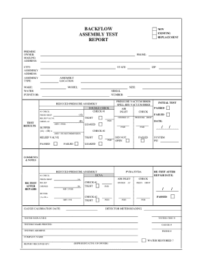 Fillable Online Backflow Prevention Assembly Test Report Reset Form Fax ...