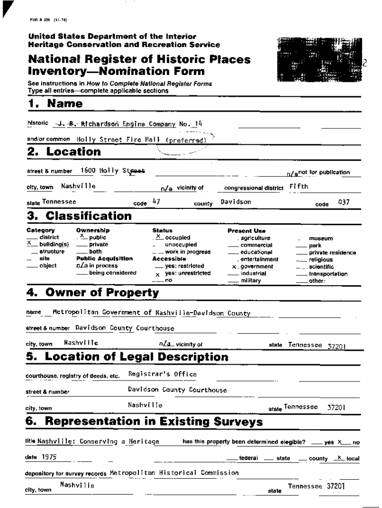 Fillable Online National Register of Histot!ic Places Inventory-Nomination Form Fax Email Print ...