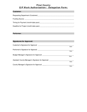 Fillable Online Work Authorization Form PDFExplore Pinal County Fax Email Print - pdfFiller