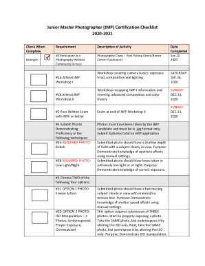 Fillable Online Junior Master Photographer (JMP) Certification ...
