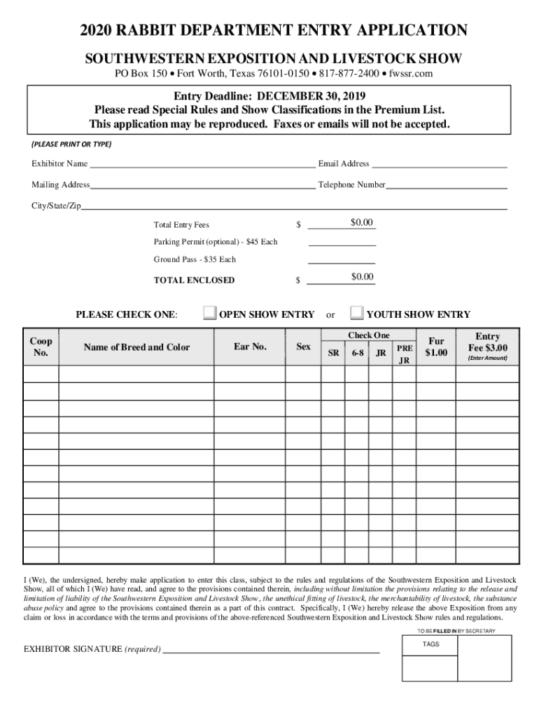 Fillable Online southwestern exposition and livestock show Fax Email ...