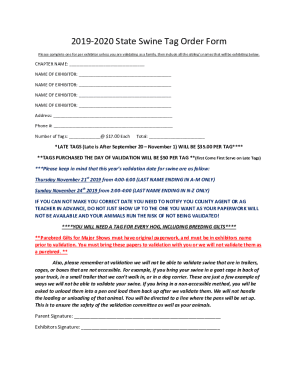 Fillable Online 2019-2020 State Swine Tag Order Form Fax Email Print ...