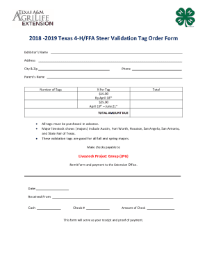 Fillable Online Steer Tag Order Form - 18 -19 Fax Email Print - pdfFiller