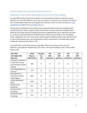 Fillable Online 2023 Quality Improvement Corrective Action Plan ...