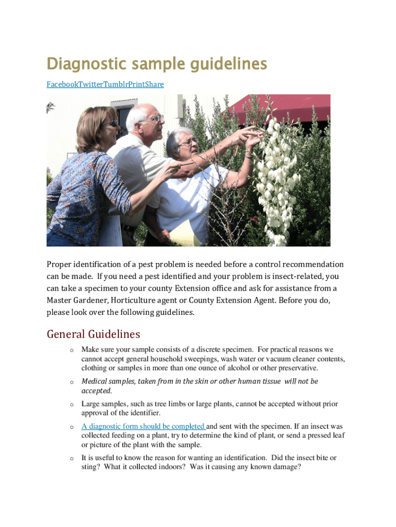 Fillable Online Diagnostic sample guidelines Fax Email Print - pdfFiller