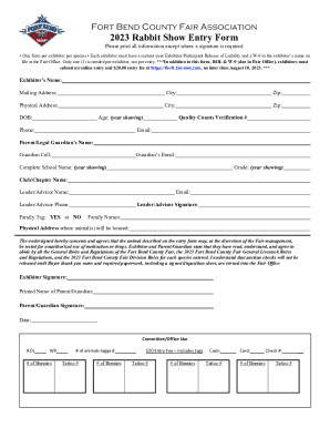Fillable Online Fort Bend County Fair Association2015 Livestock Entry Form Fax Email Print ...