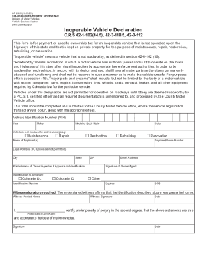 Fillable Online DR 2910 Inoperable Vehicle Declaration Fax Email Print ...