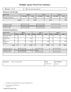Fillable Online Multiple Agency Fiscal Note Summary - Washington State ...