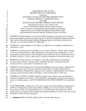 Fillable Online AMENDMENT TWO TO THE 1 MEMORANDUM OF AGREEMENT 2 ...