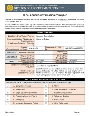 Fillable Online Quirk Procurement Justification Form UPDATED 01-04-2023 ...