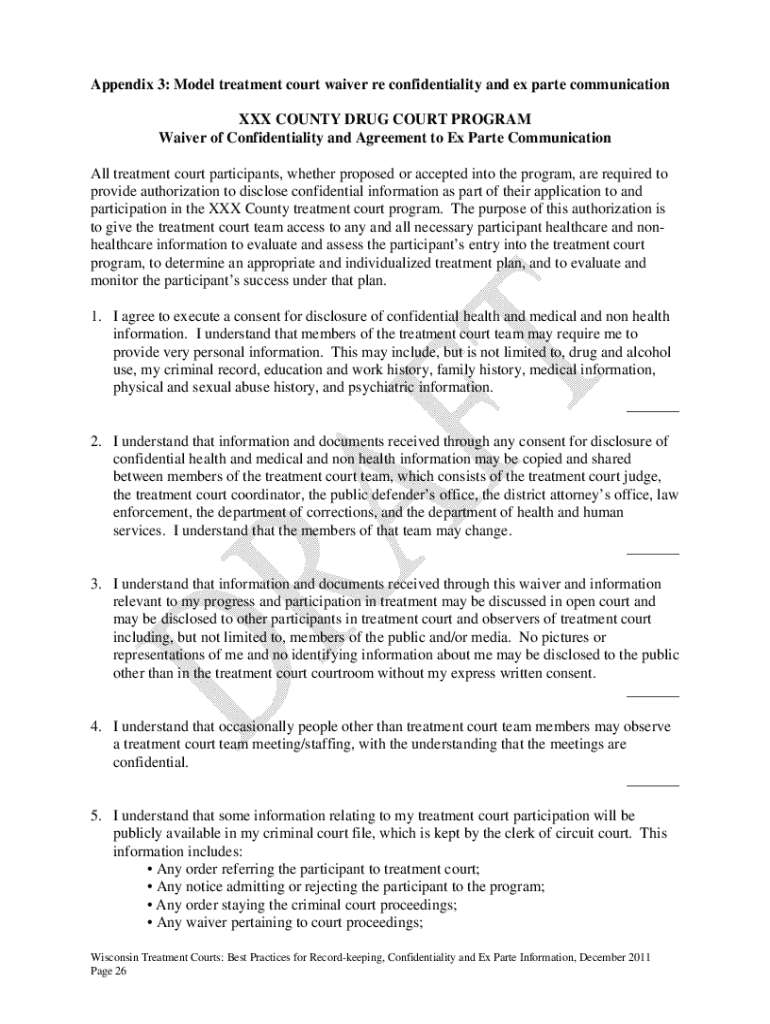 Fillable Online Appendix 3: Model treatment court waiver re ...