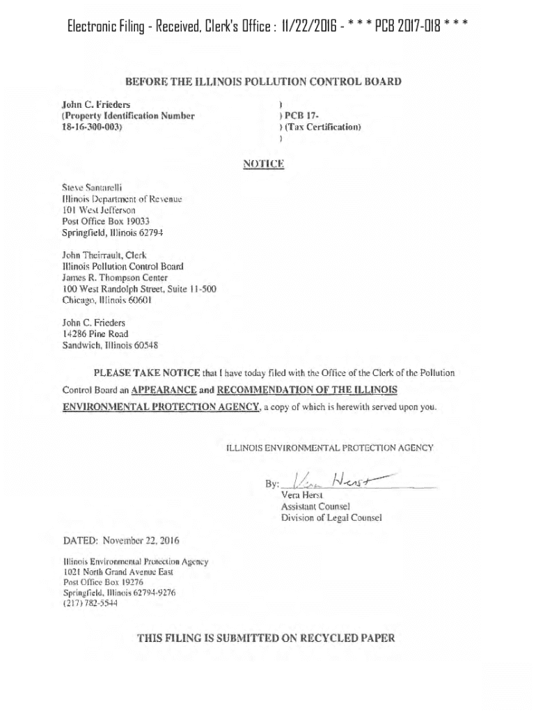 Fillable Online Electronic Filing - Received, Clerk's Office : 11/22 ...