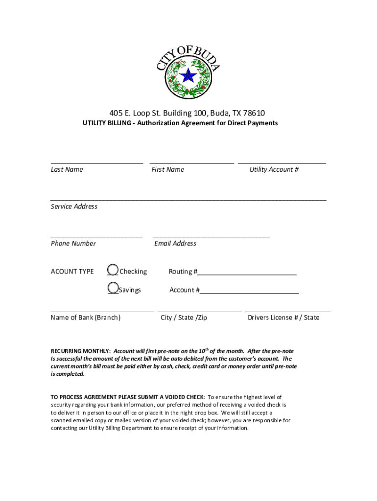 Fillable Online authorization agreement for direct withdrawal of ...