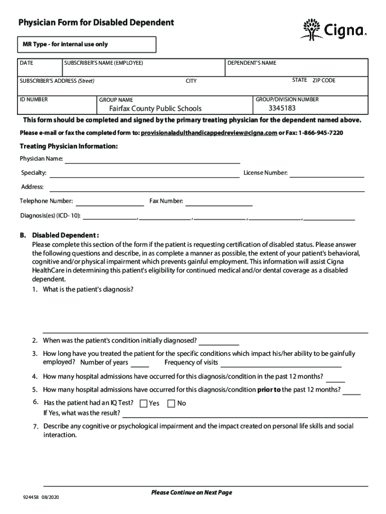 Fillable Online Physician Form for Disabled Dependent Fax Email Print ...