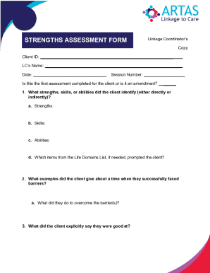 Fillable Online ARTAS Strengths Assessment Form. Strengths Assessment ...