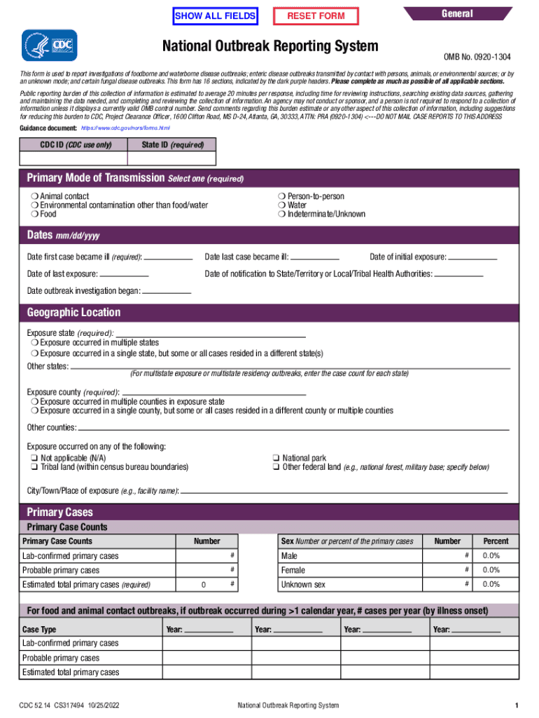 Fillable Online odh ohio IDCM Form: NORS Outbreak Report Form ...