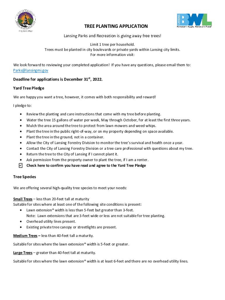 Fillable Online Lansing adds private property to tree planting plan ...