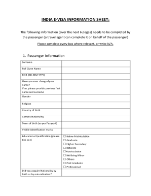 Fillable Online Indian e-Visa Application Fax Email Print - pdfFiller