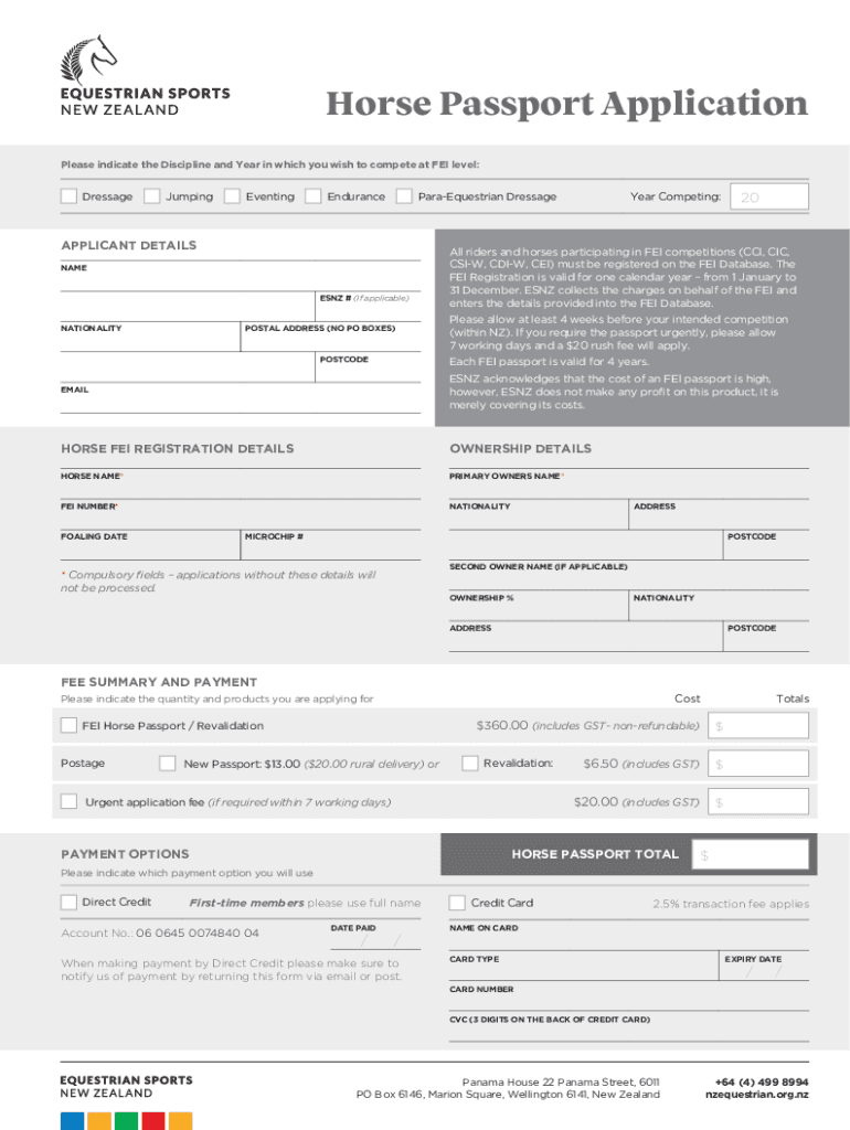 Fillable Online PASSPORT SERVICE APPLICATION - US Equestrian Fax Email ...