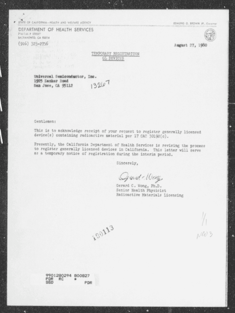 Fillable Online Ack receipt of Universal Semiconductor,Inc request to ...