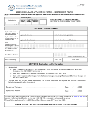 Fillable Online 2023 School Card Application Form S - Adult Re-entry ...