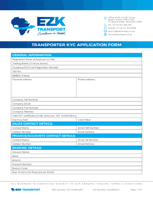 Fillable Online EZK Transporter KYC Application Form 202204 Fax Email Print - pdfFiller