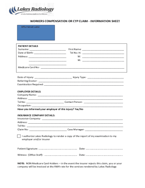Fillable Online Motor Vehicle (PIP) Coverage Initials: Work Injury ...