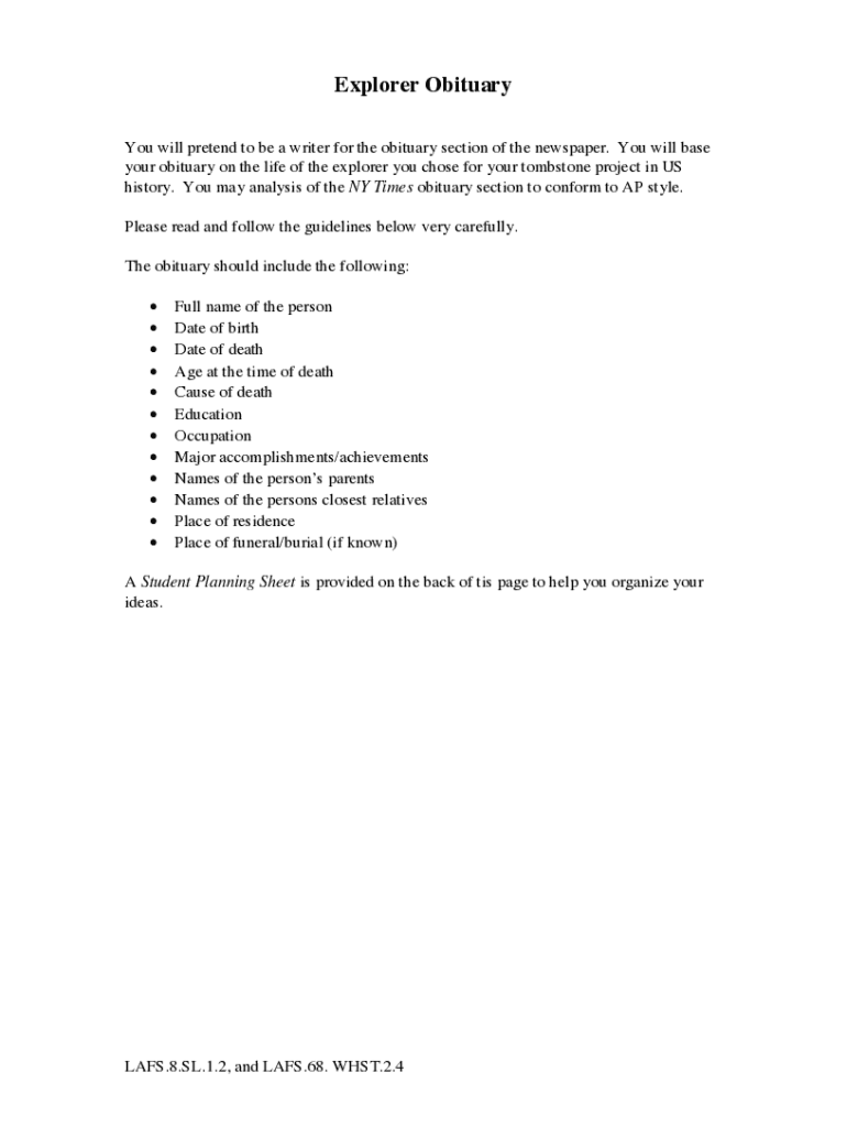 Fillable Online How to write the perfect obituary, according to professional ... Fax Email Print ...