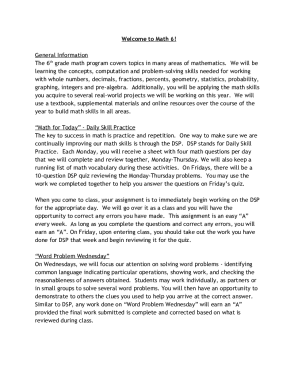 Fillable Online Welcome to Math 6! Fax Email Print - pdfFiller