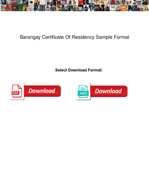 Fillable Online Barangay Certificate Of Residency Sample Format ...