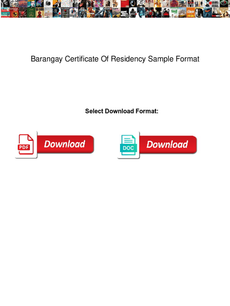 Fillable Online Barangay Certificate Of Residency Sample Format ...