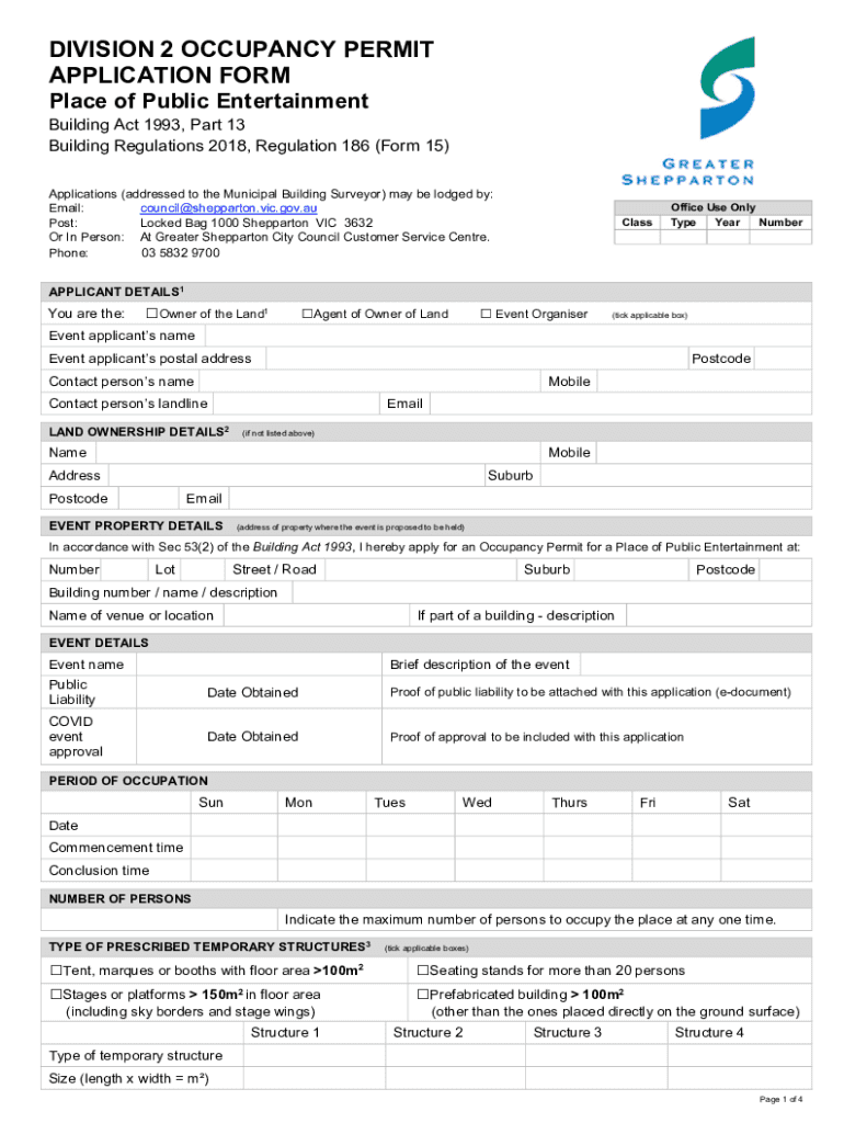Fillable Online POPE occupancy permit application form FINAL.docx Fax Email Print - pdfFiller