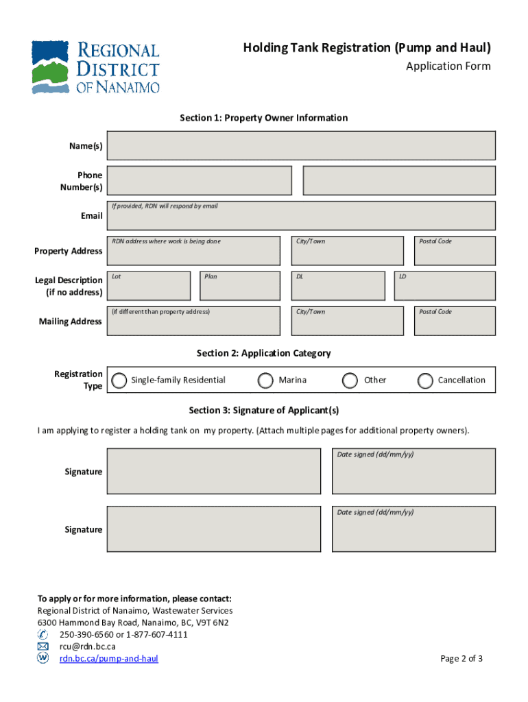 Fillable Online Application Form. Pump and Haul Fax Email Print - pdfFiller