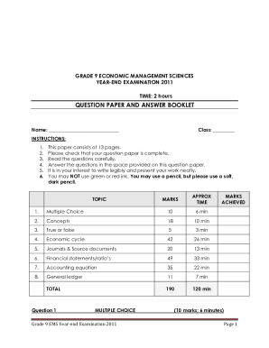 Fillable Online QUESTION PAPER AND ANSWER BOOKLET Fax Email Print ...