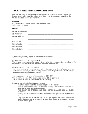 Fillable Online TRAILER HIRE AGREEMENT.docx Fax Email Print - pdfFiller