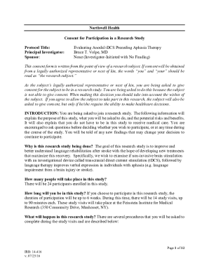 Fillable Online Northwell Health Consent for Participation in a ...