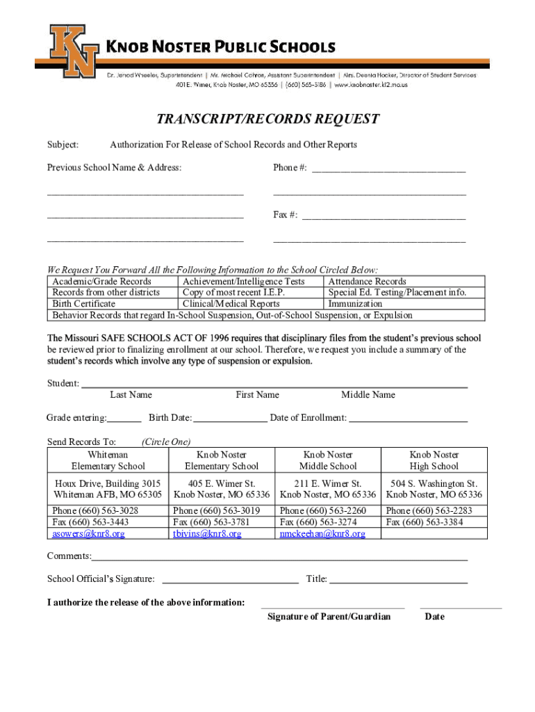 Fillable Online Student Records Request and Authorization Fax Email Print - pdfFiller