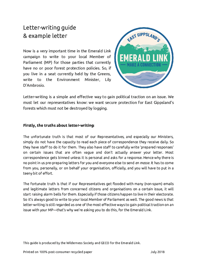 Fillable Online Letter Writing Guide - Letter Writing & Sample Letters ...