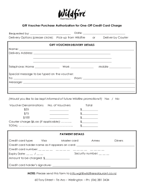 Fillable Online Gift Voucher Purchase Authorization for One-Off Credit ...