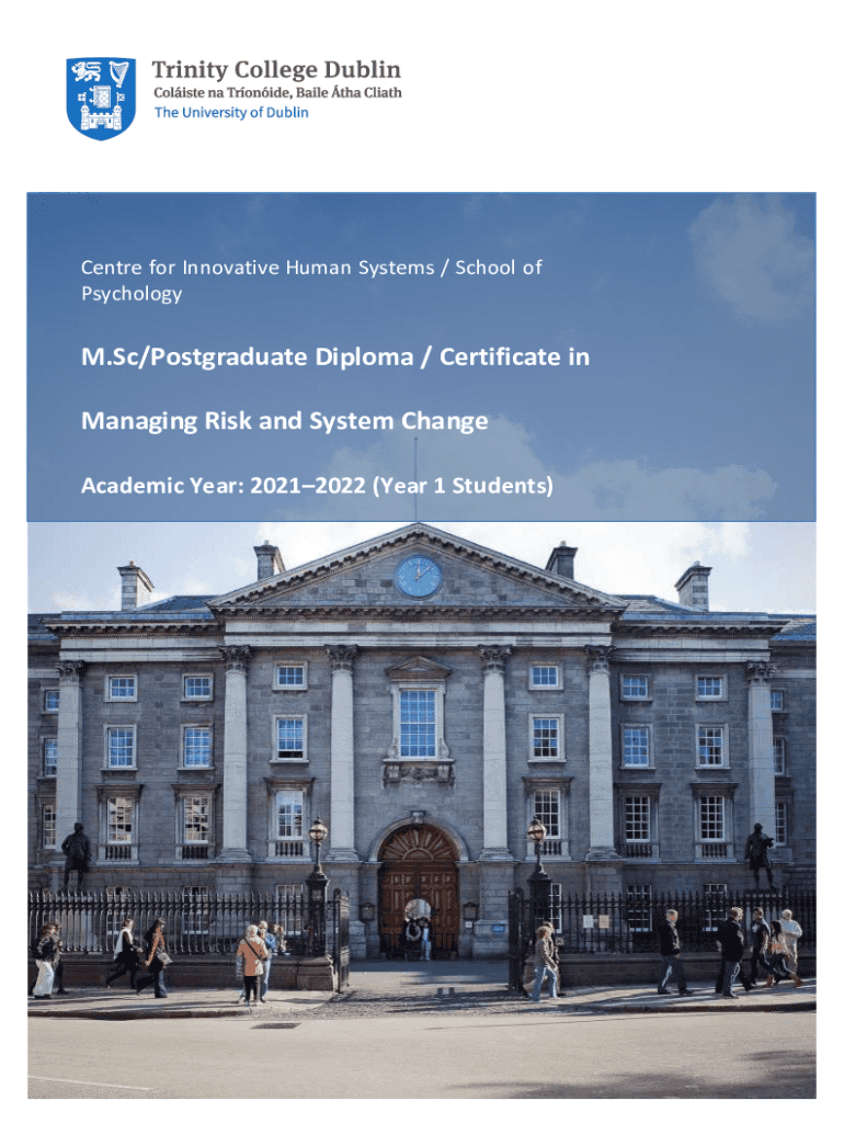 Fillable Online psychology tcd Academic Year - School of Psychology - Trinity College Dublin Fax ...
